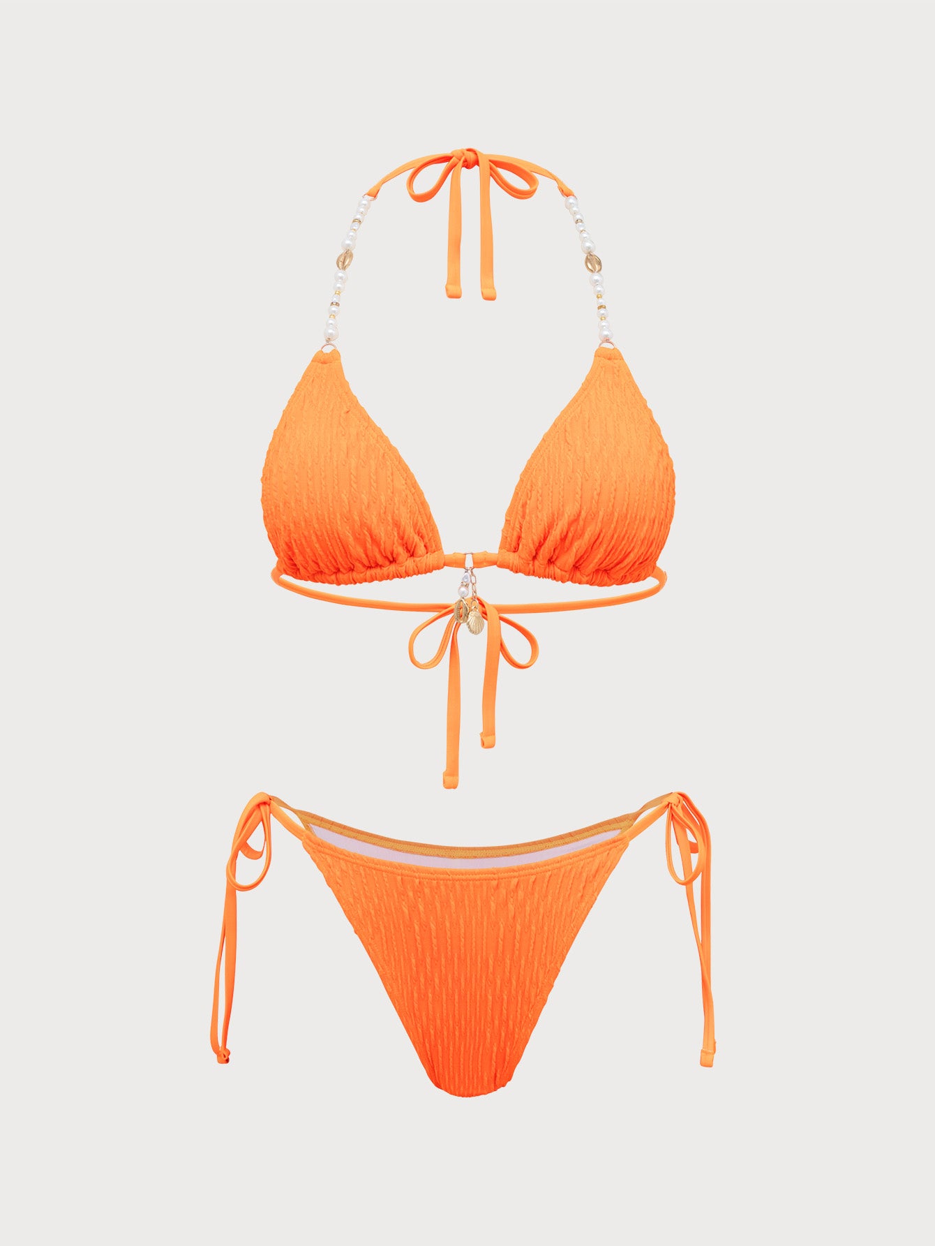 Women's Orange Pearl String Bikini Set & Reviews - Orange - Bikinis | SAMIOLSWIM