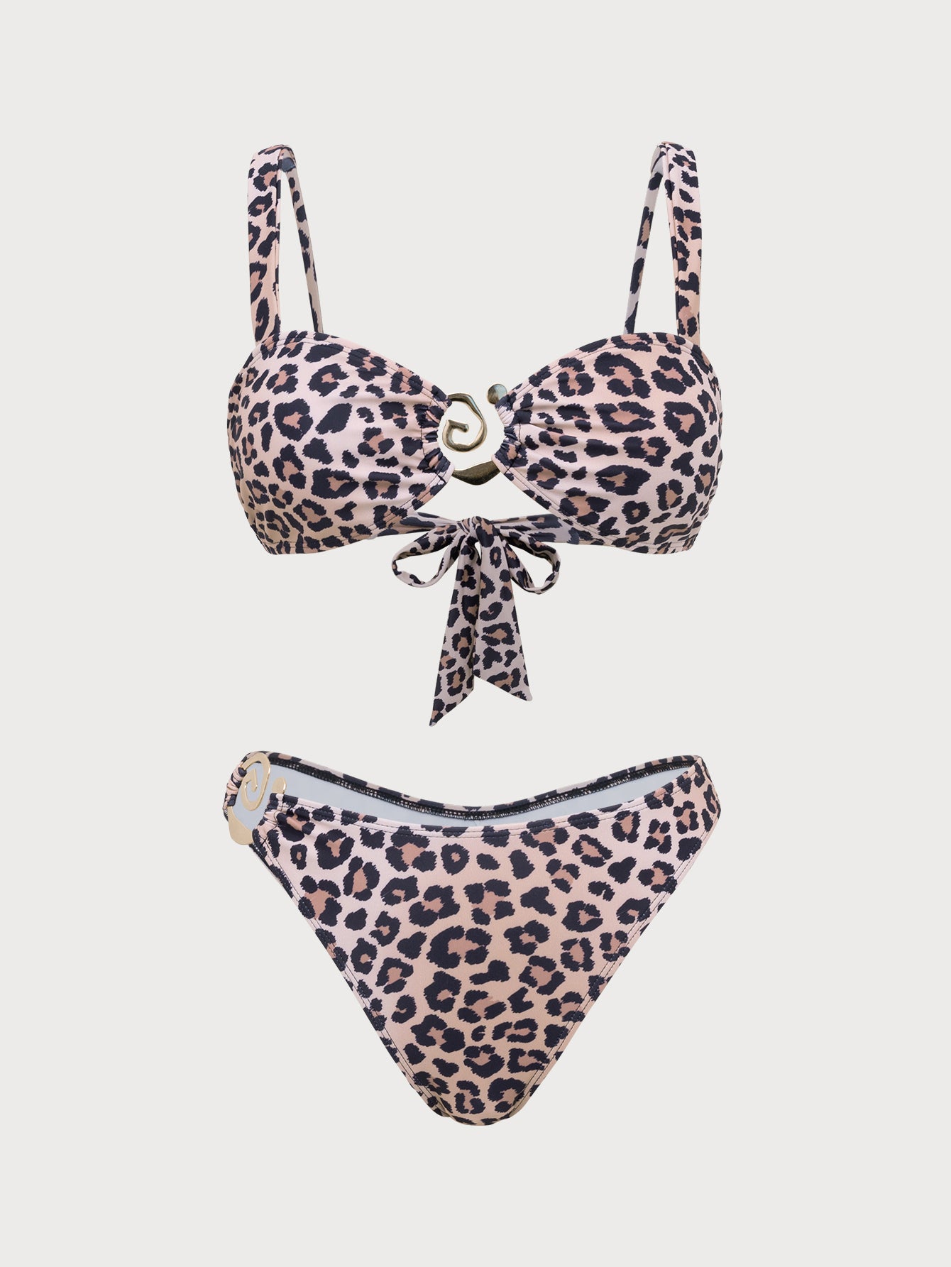 Women's Brown cutout leopard print bikini set & Reviews - Brown ...
