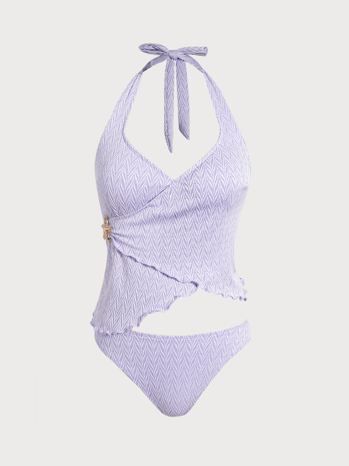 Light Purple Star Wavy Edge Tankini Swimsuit & Reviews - Light Purple ...