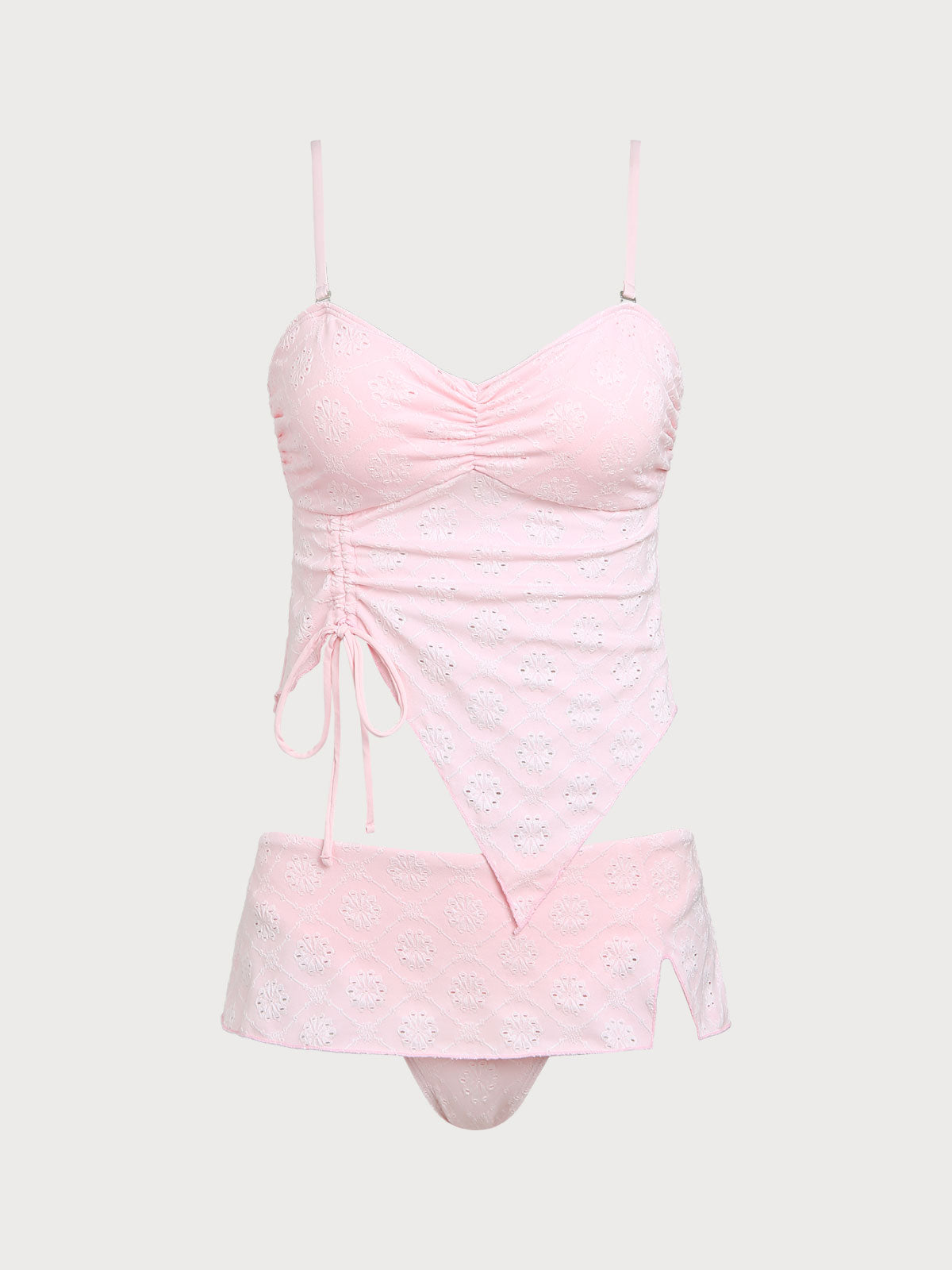Pink Geometric Knitted Polyester Tankini Swimsuit & Reviews - Pink ...