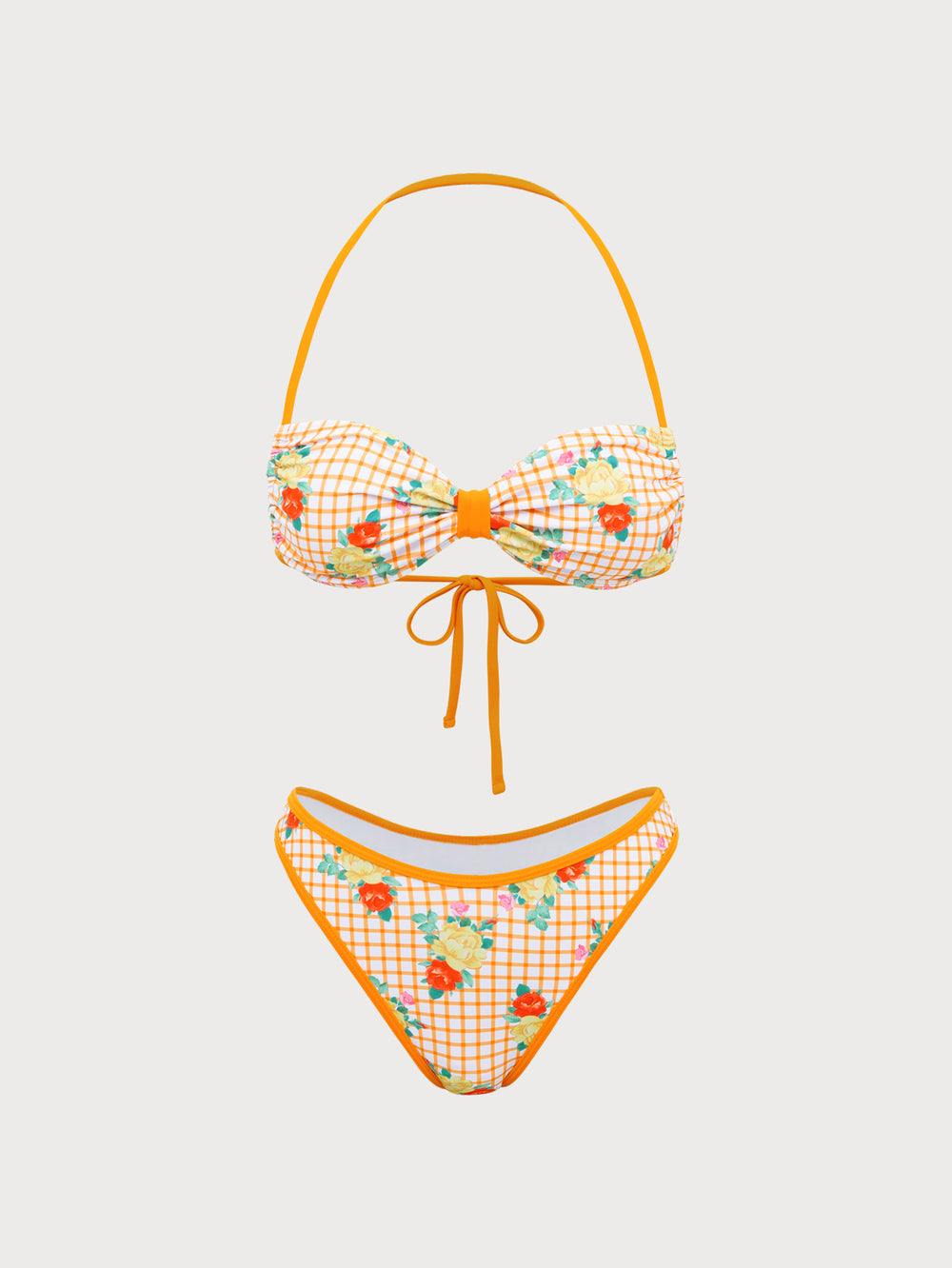 Women's Yellow Floral Plaid Bikini Set & Reviews - Yellow - Bikinis ...