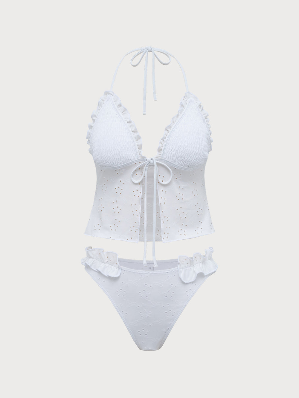 Women's White Ruffled Tankini Swimsuit & Reviews - White - Tankinis ...