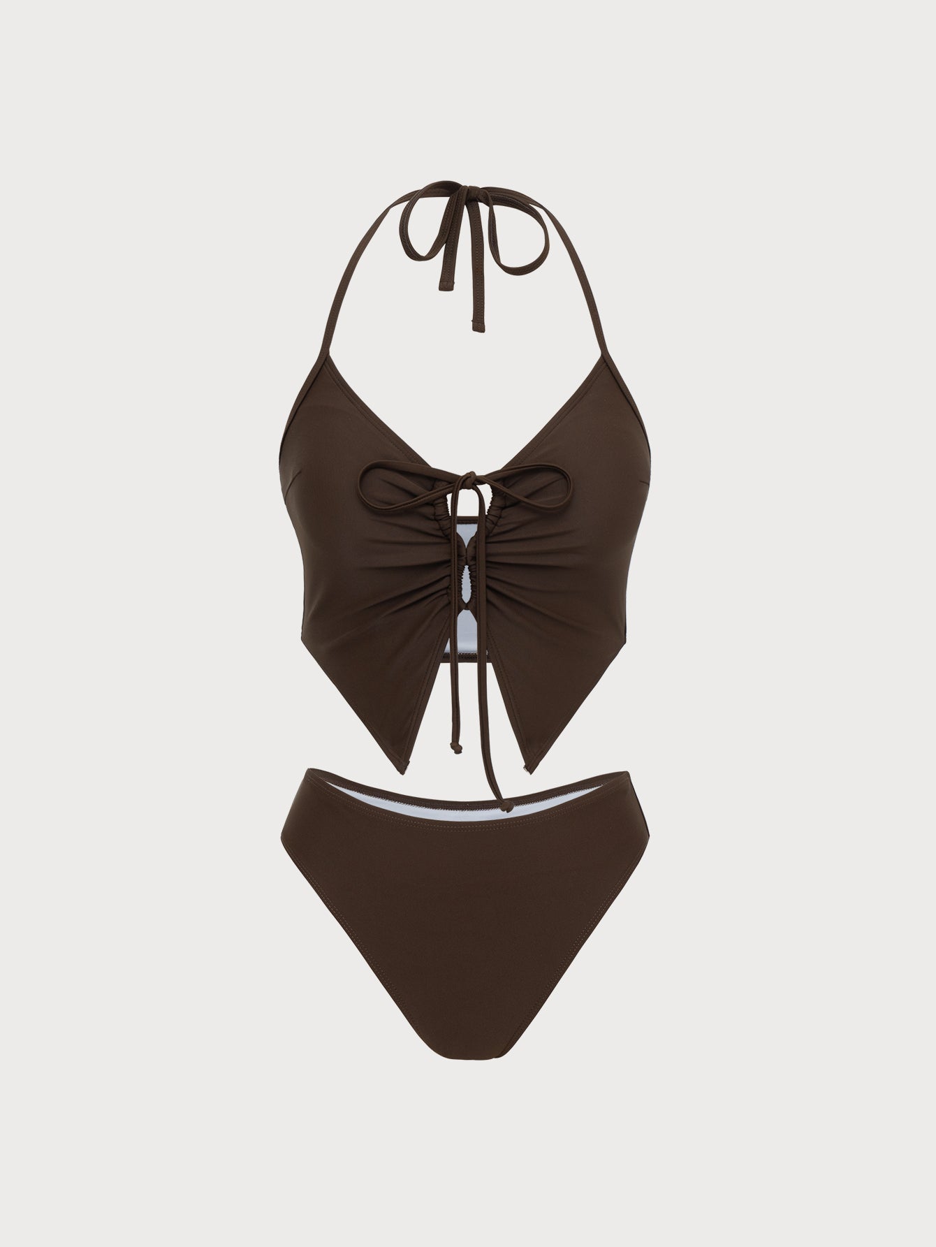 Women's Brown Wrinkled Hollow Tankini Swimsuit & Reviews - Brown ...