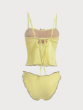 Women's Yellow Contrast Color Tankini Swimsuit & Reviews - Yellow ...