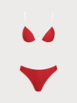 Women's Red Contrast Strap Underwire Bikini Set & Reviews - Red ...