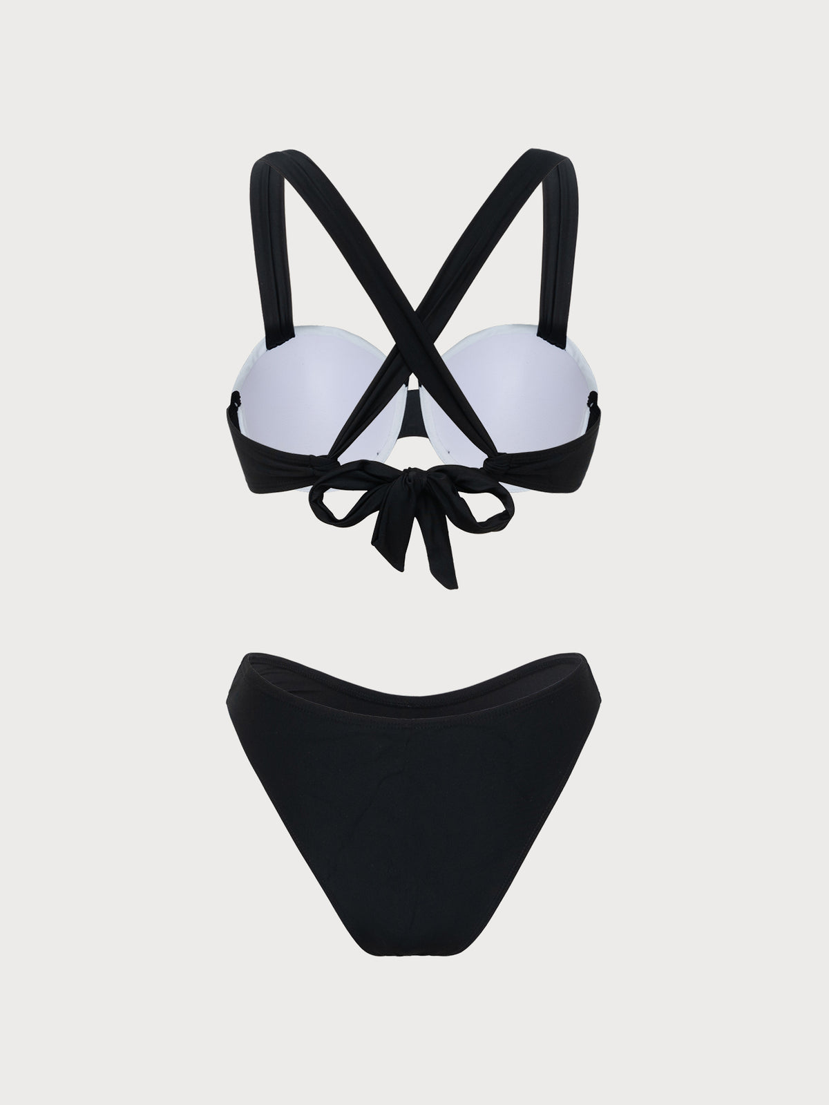 Black Denim Style Contrasting Underwire Bikini Set & Reviews - Black ...