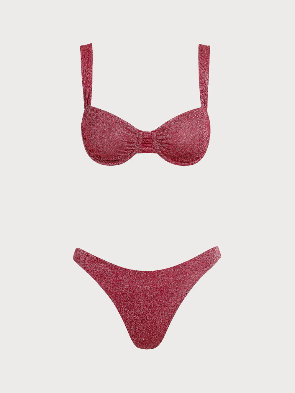 Red Glitter Underwire Bikini Set & Reviews - Red - Bikinis | SAMIOLSWIM