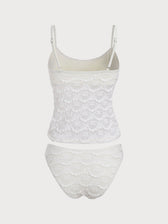 Women's Off White Ruched Hollow Mesh Flower Tankini Swimsuit & Reviews ...