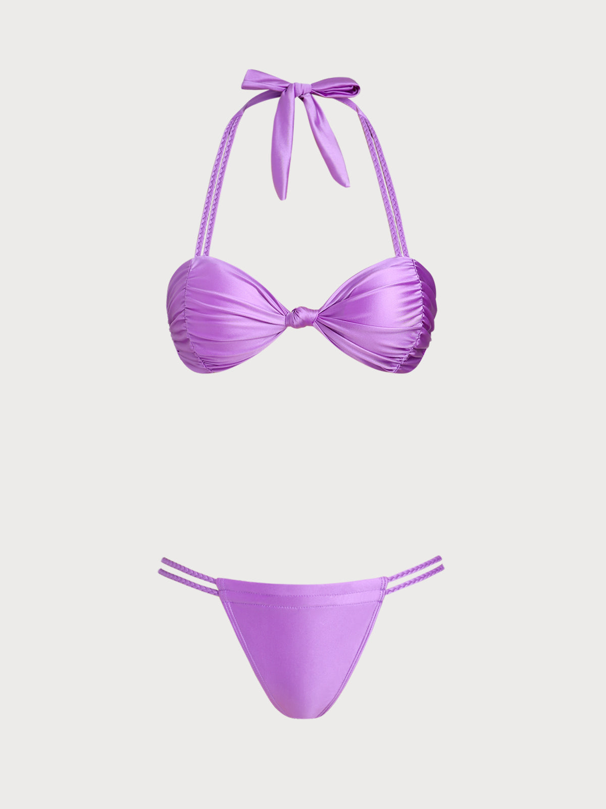 Purple Woven Suspender Bikini Set & Reviews - Purple - Bikinis | SAMIOLSWIM