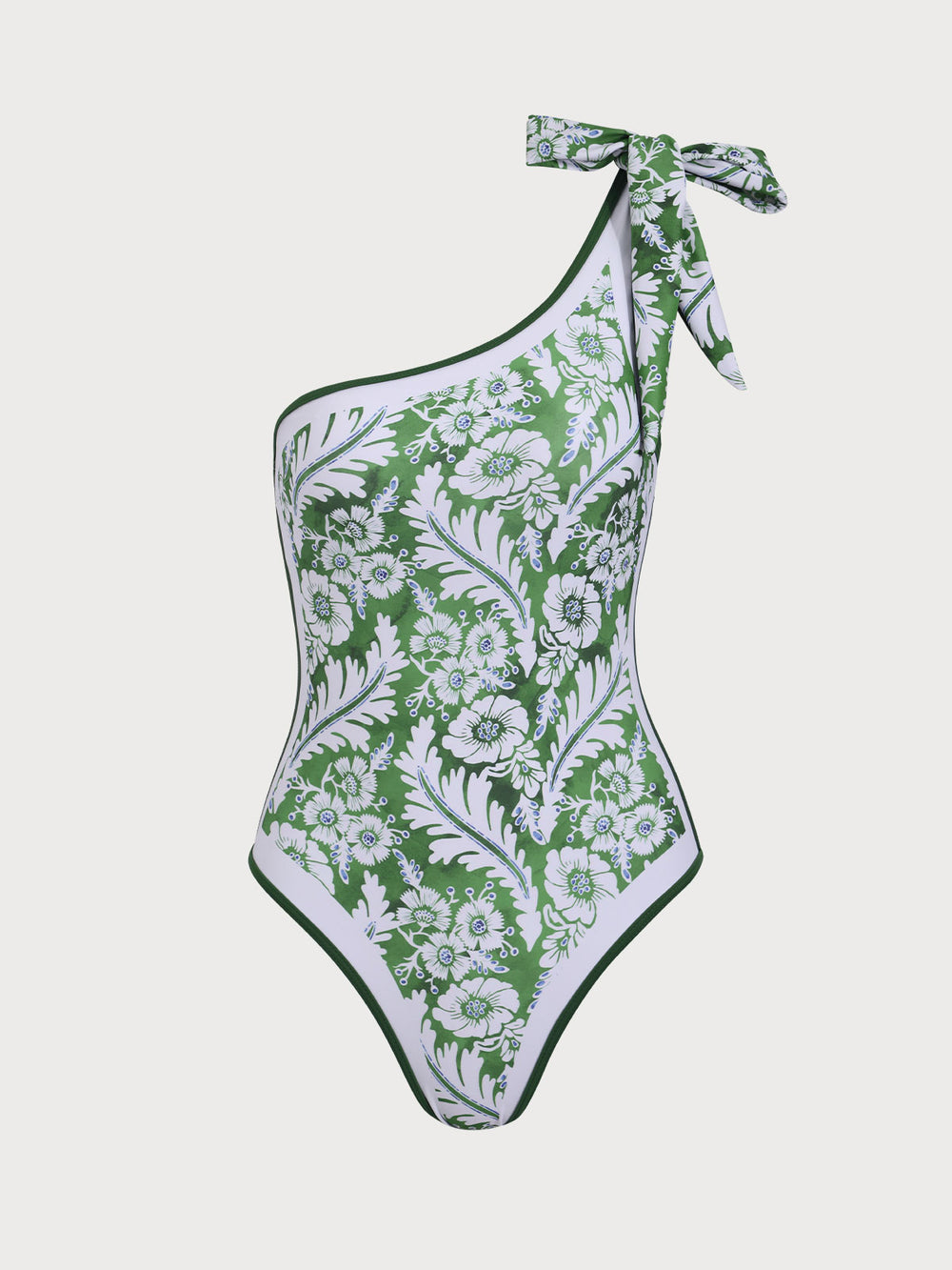Women's Green Floral One-Shoulder One Piece Swimsuit & Reviews - Green ...
