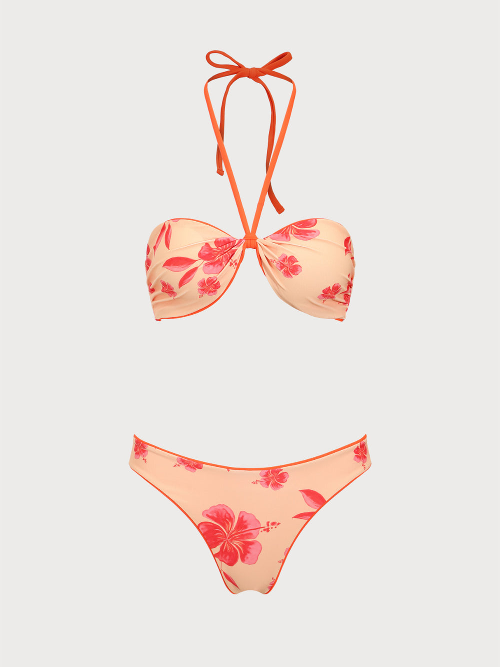 Women's Orange Contrast Floral Bikini Set & Reviews - Orange - Bikinis ...