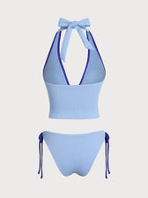 Light Blue Contrast Shell Tankini Swimsuit & Reviews - Light Blue ...