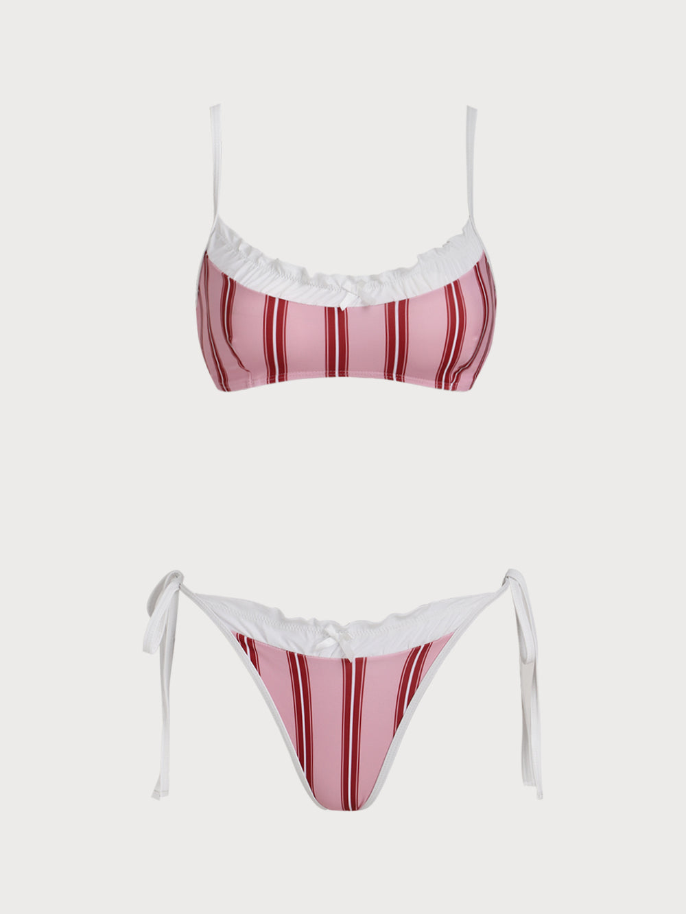 Women's Pink Contrast Stripe Print Bikini Set & Reviews - Pink ...