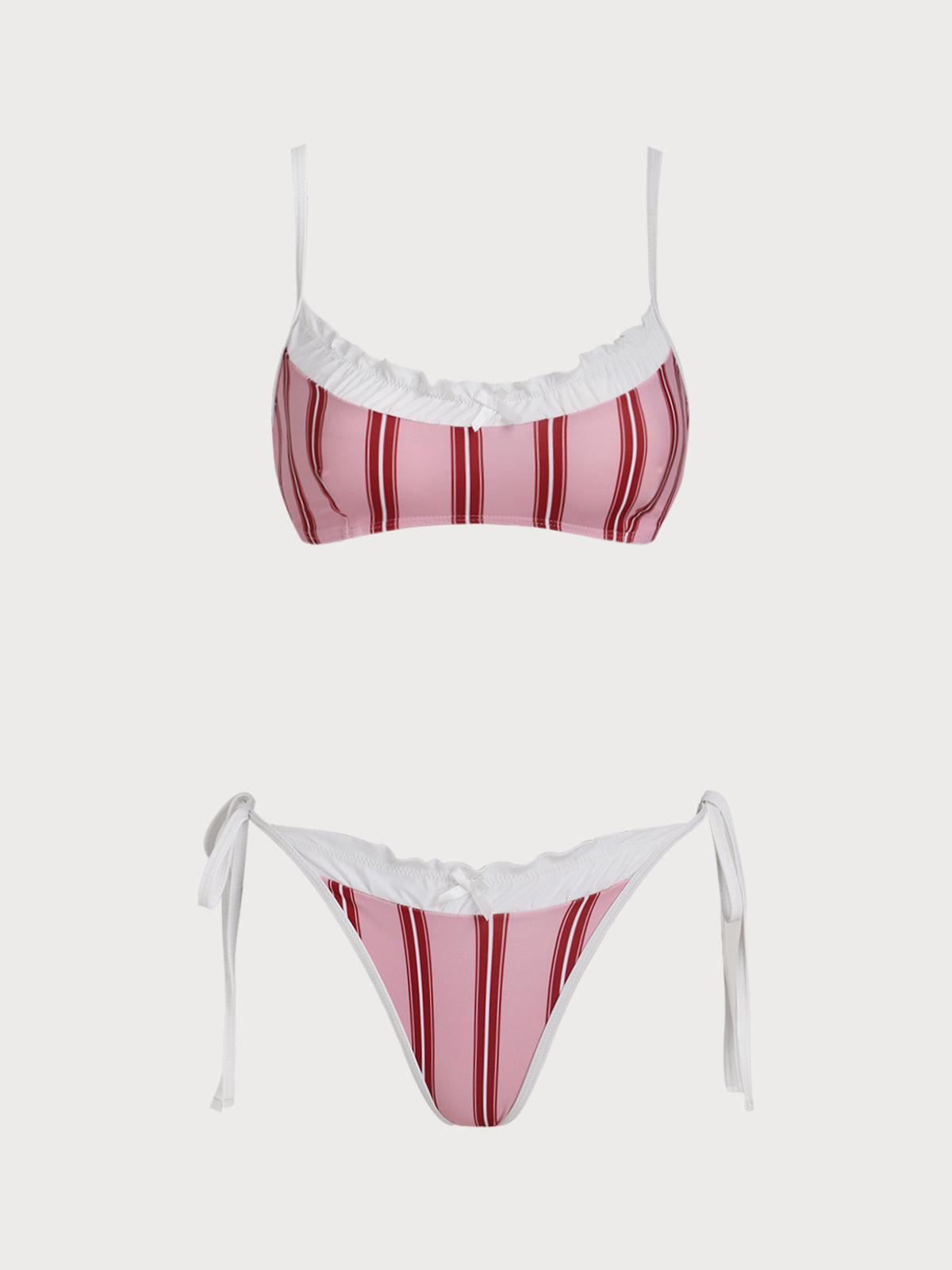 Women's Pink Contrast Stripe Print Bikini Set & Reviews - Pink ...