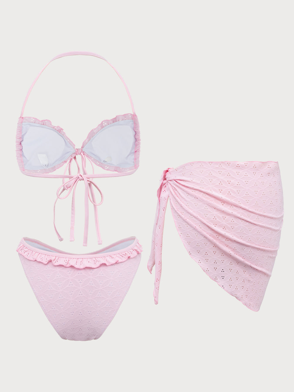 Women's Pink Front Tie Ruffle Bikini Set & Reviews - Pink - Bikinis ...