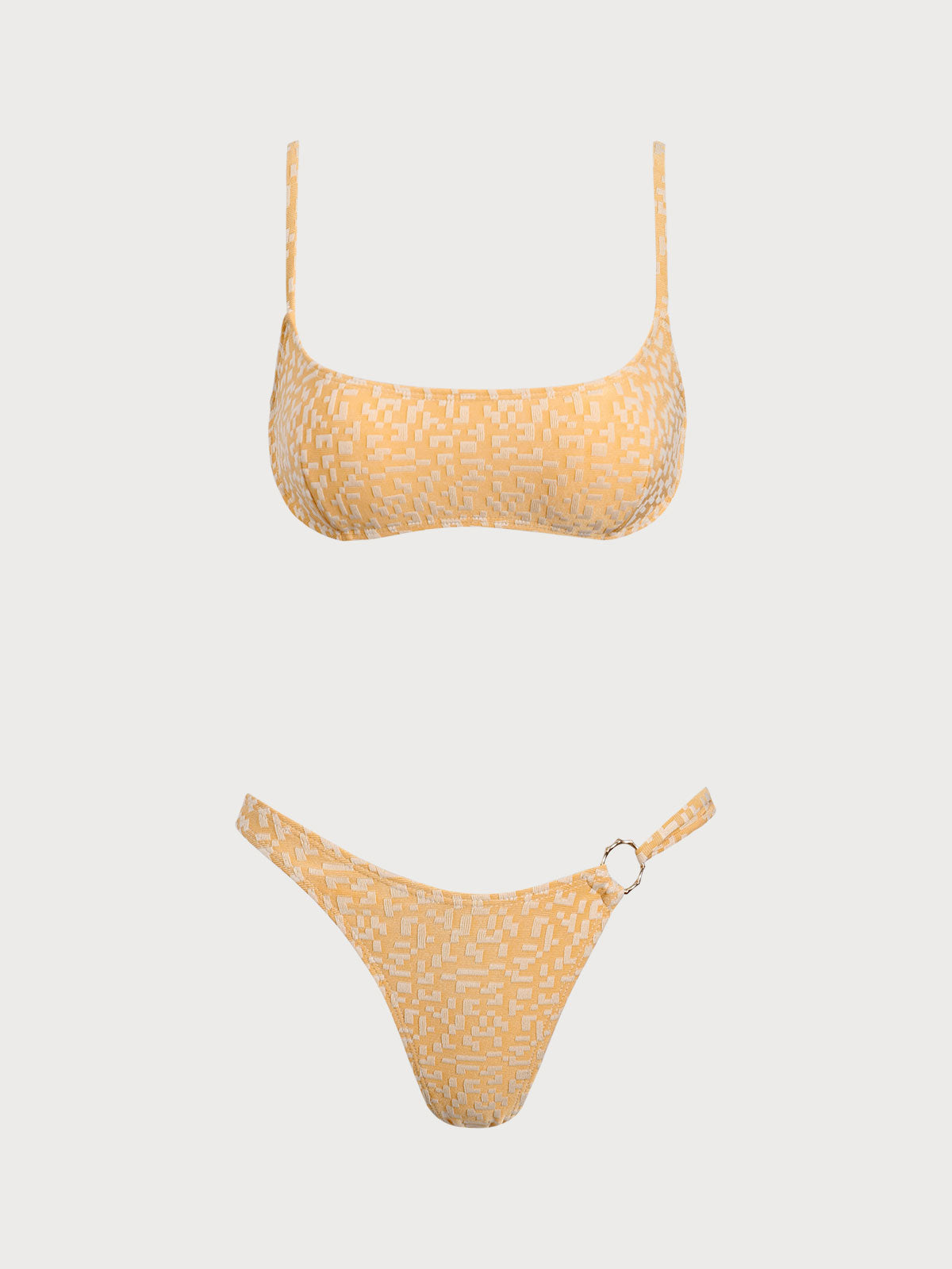 Women's Yellow Geometric Two-Tone Bikini Set & Reviews - Yellow ...