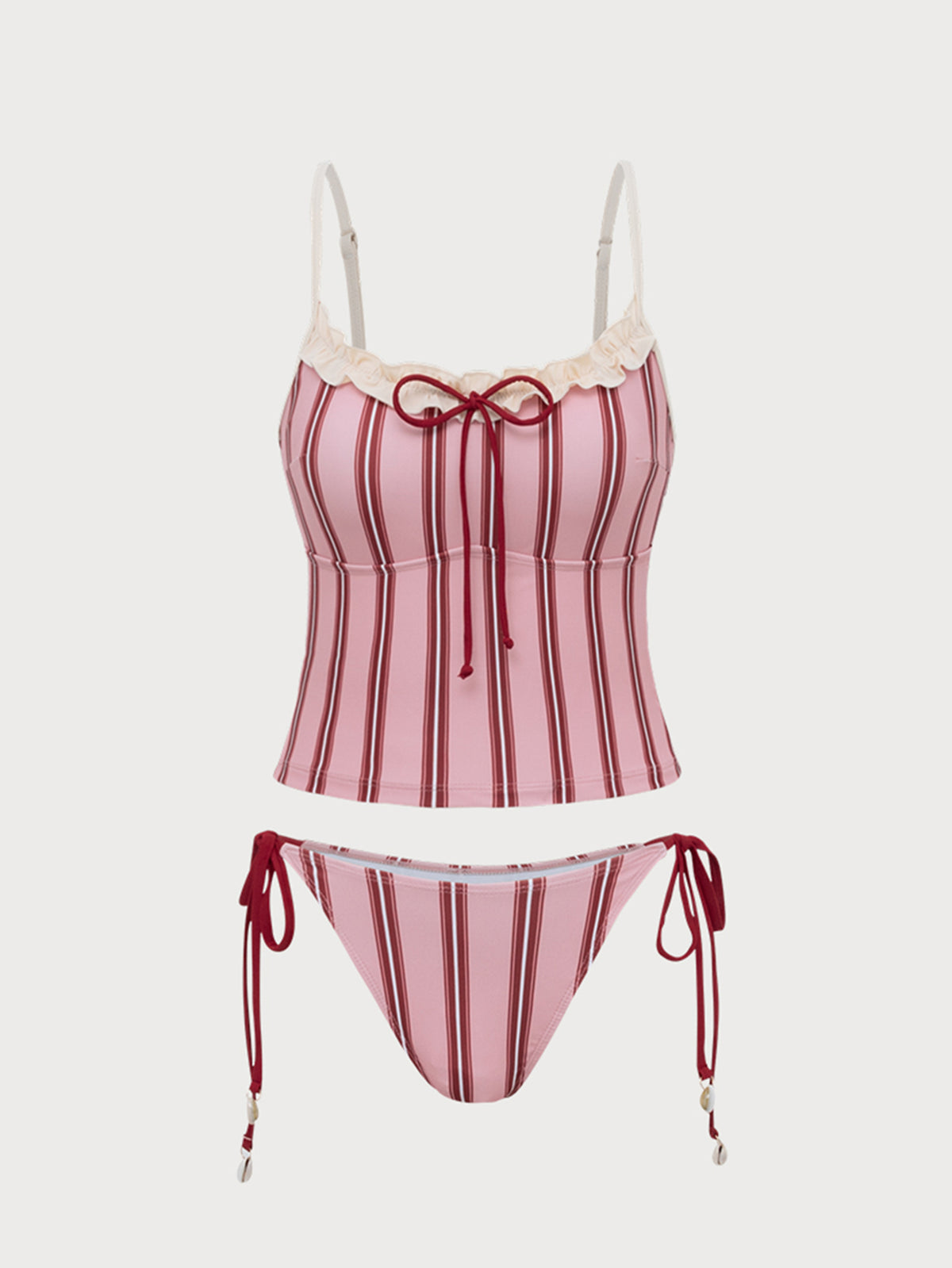 Women's Pink Printed Ruffle Tankini Swimsuit & Reviews - Pink ...