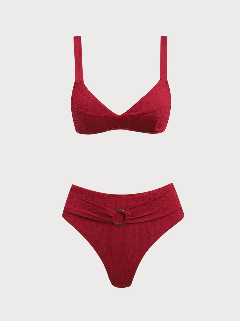 Women's Wine Red Polyester Knit Ring Bikini Set & Reviews - Wine Red ...