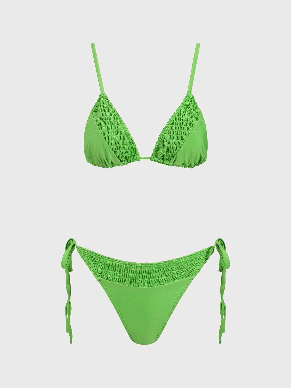 Green Ruched Bikini Set & Reviews - Green - Bikinis | SAMIOLSWIM