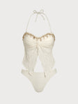 Off White Twisted Shell Trim Tankini Swimsuit & Reviews - Off White ...