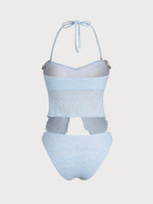 Light Blue Twisted Shell Trim Tankini Swimsuit & Reviews - Light Blue ...