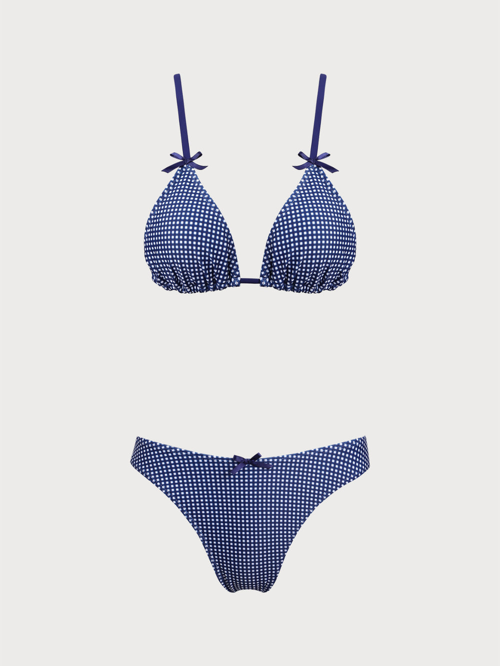 Women's Navy Vintage Plaid Bikini Set & Reviews - Navy - Bikinis | SAMIOL