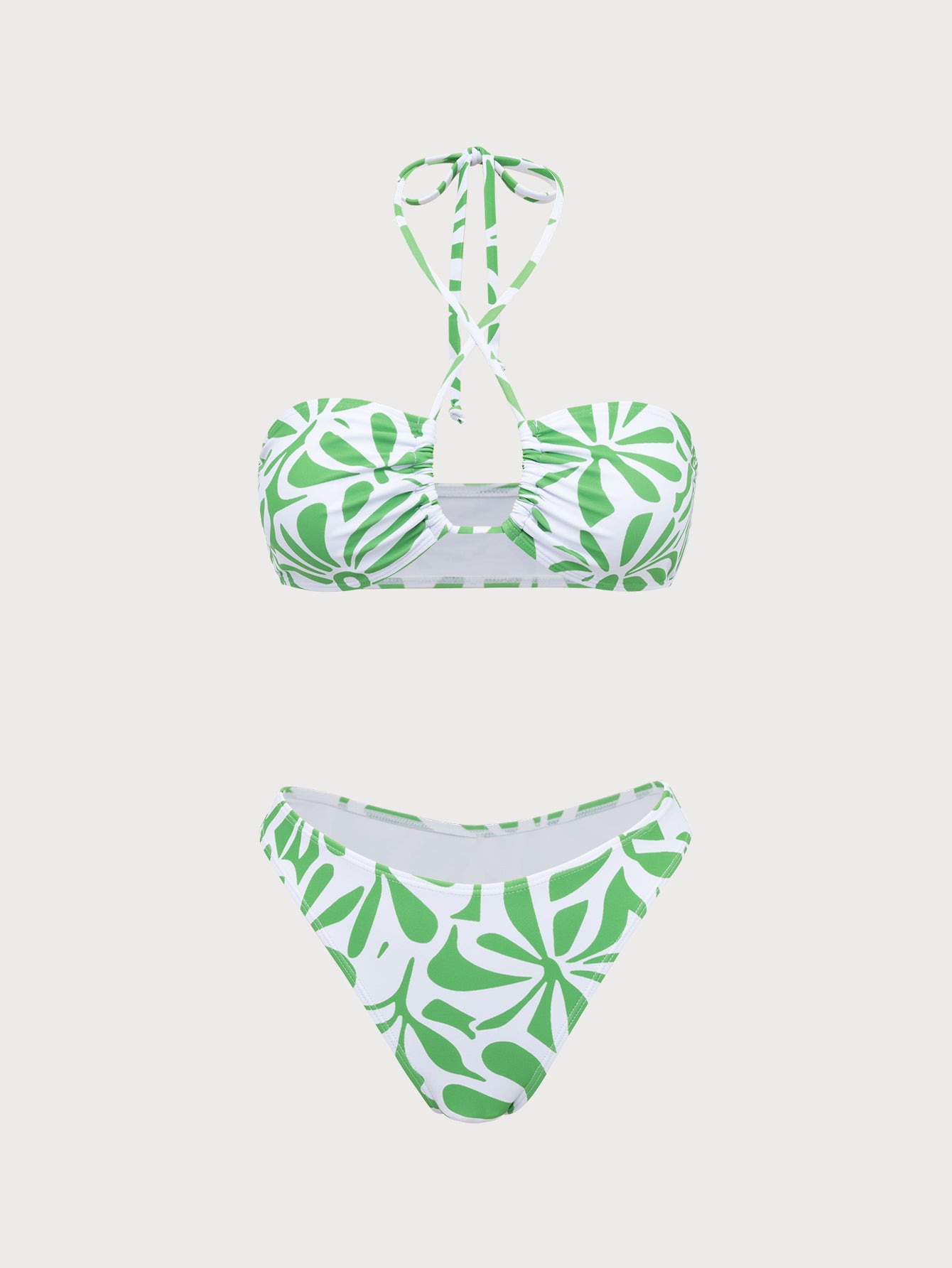 Women's Botanical Print Bikini Set & Reviews - Green - Bikinis | SAMIOL