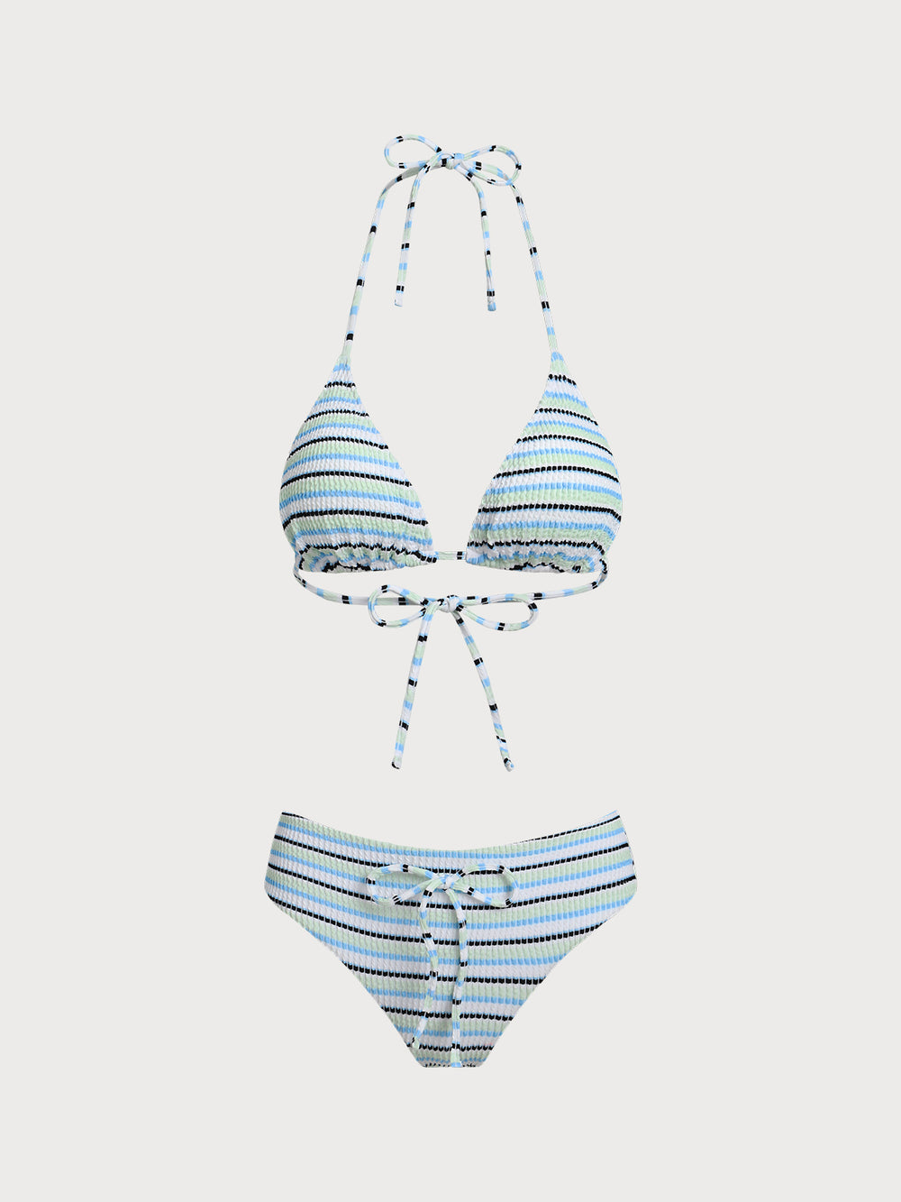 Light Green Colorful Striped Bikini Set & Reviews - Light Green ...