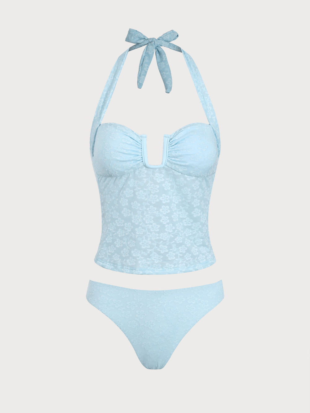 Women's Light Blue Floral Tankini Swimsuit & Reviews - Light Blue ...