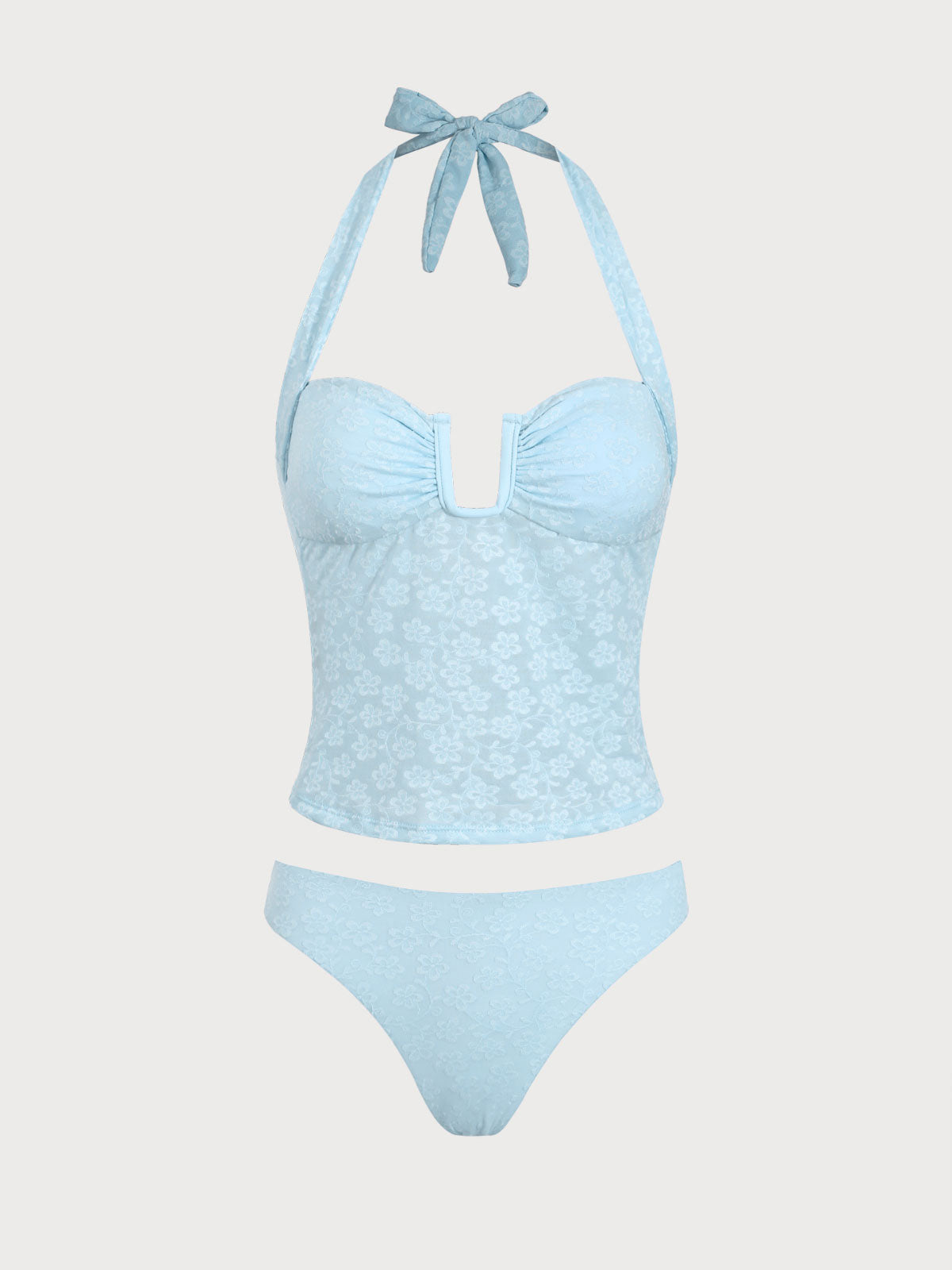 Women's Light Blue Floral Tankini Swimsuit & Reviews - Light Blue ...