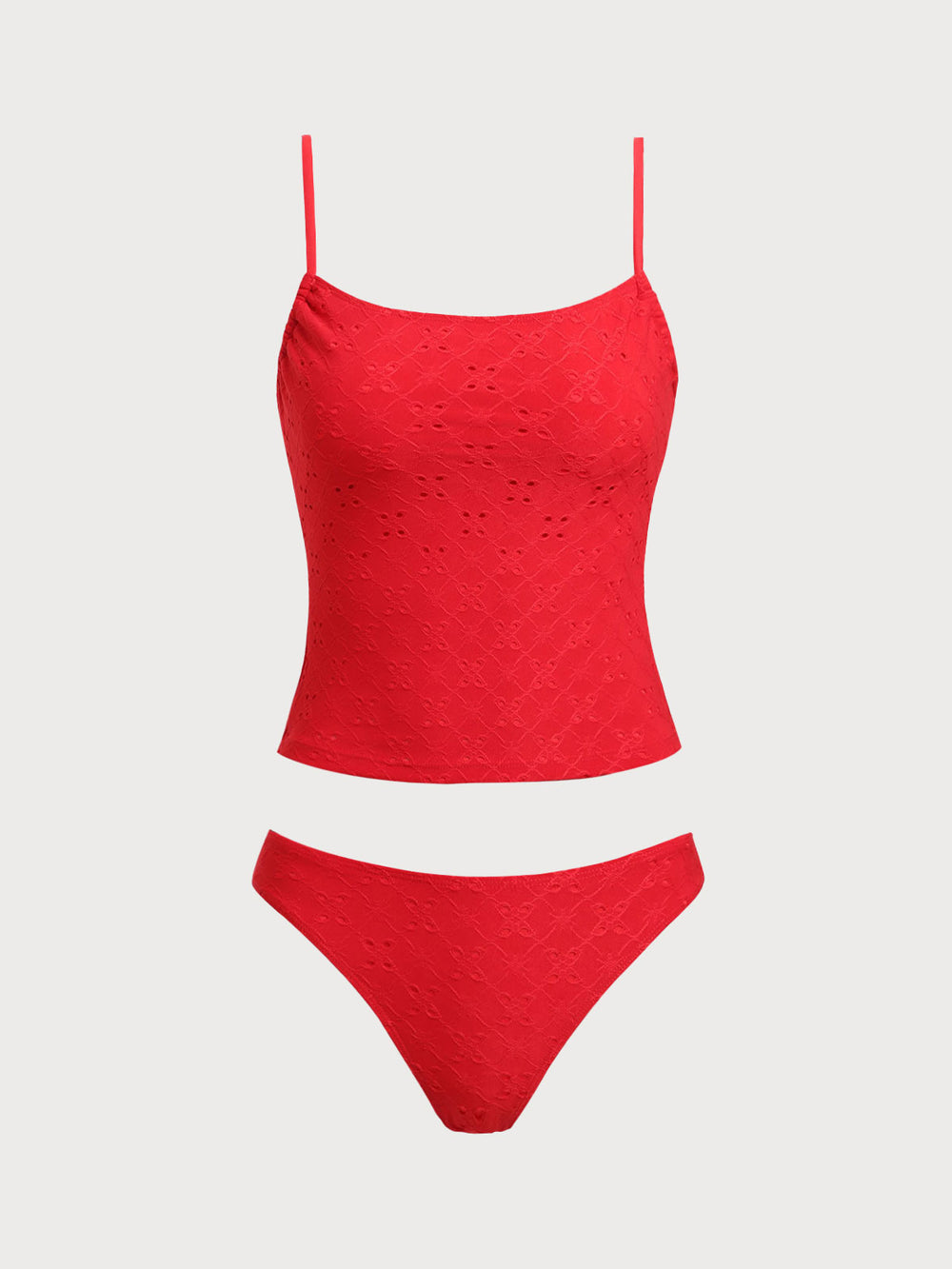 Women's Red Hollow Flat Collar Tankini Swimsuit & Reviews - Red ...