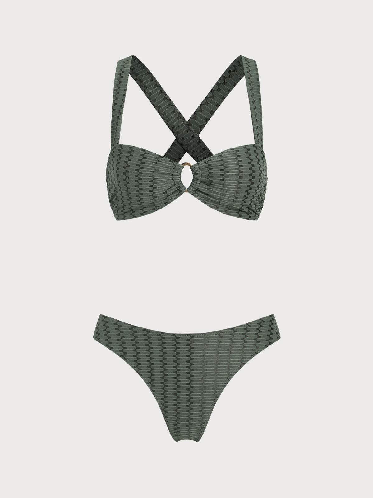 Women's Green Hoop Cutout Bikini Set & Reviews - Green - Bikinis ...