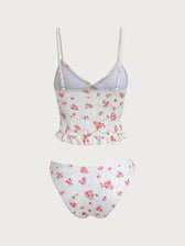 Women's White Lace Printed Tankini Swimsuit & Reviews - White ...