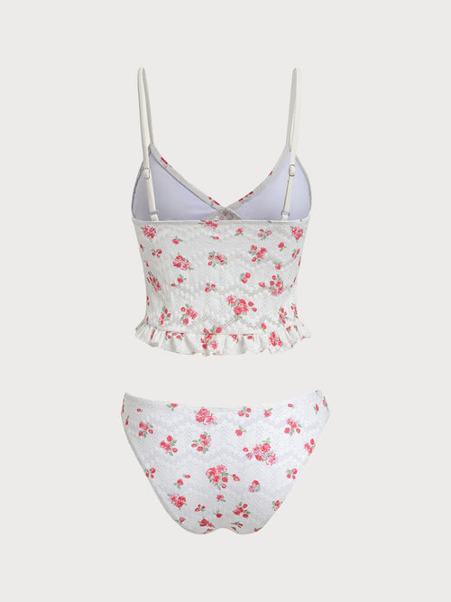 Women's White Lace Printed Tankini Swimsuit & Reviews - White ...