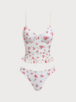 Women's White Lace Printed Tankini Swimsuit & Reviews - White ...