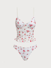 Women's White Lace Printed Tankini Swimsuit & Reviews - White ...