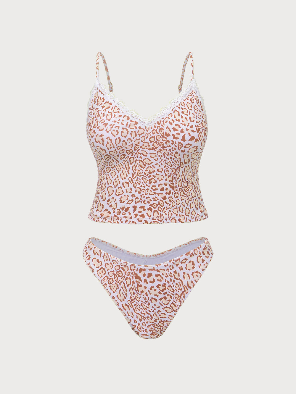 Women's Brown Leopard Print Lace Tankini Swimsuit & Reviews - Brown ...