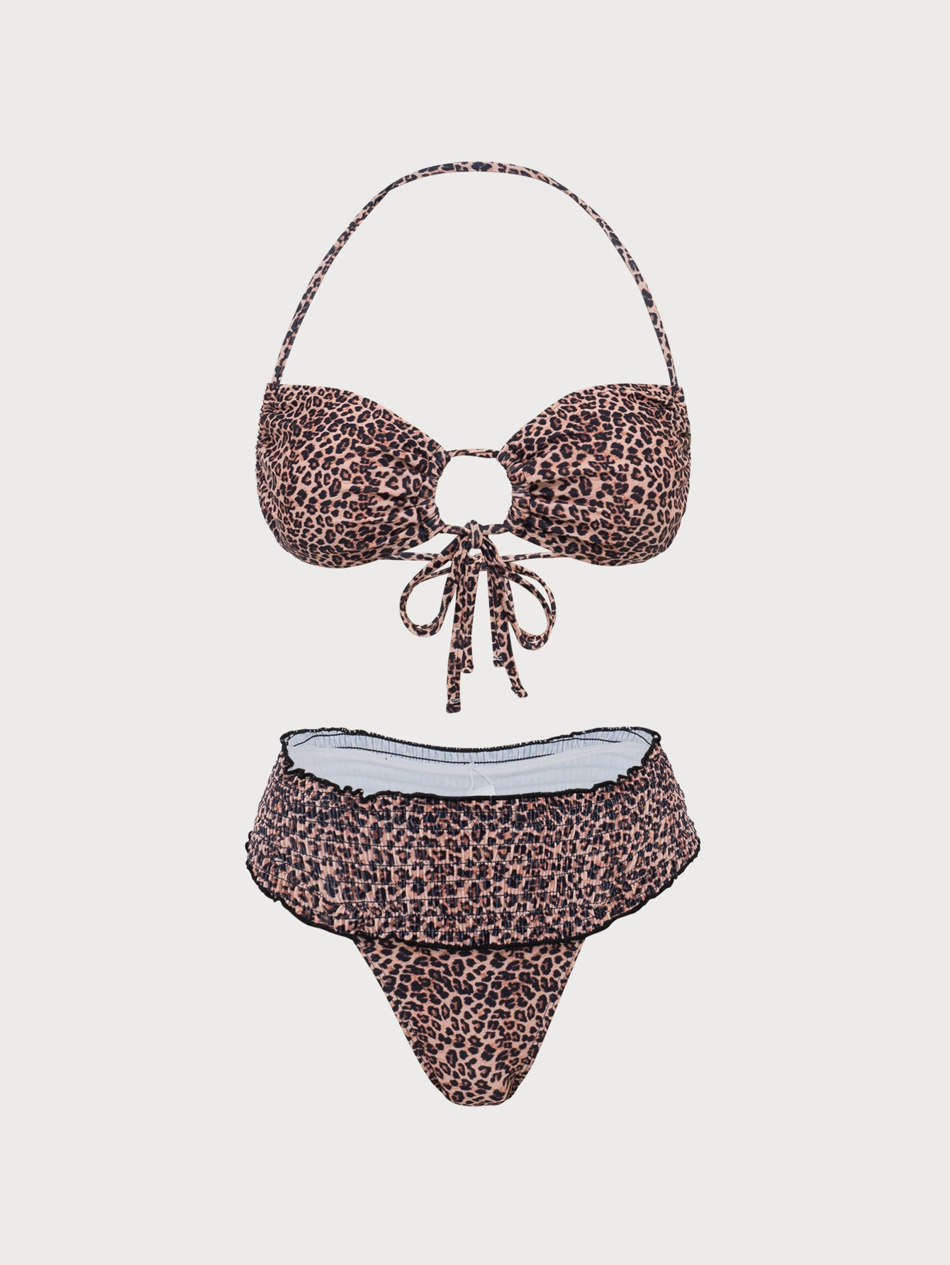 Women's Brown Leopard Smocked Print Bikini Cover & Reviews - Brown ...