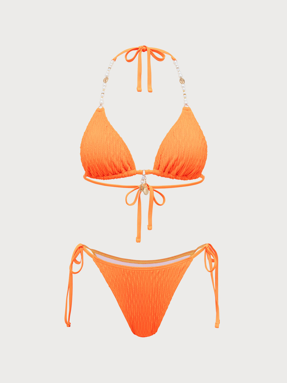 Women's Orange Pearl String Bikini Set & Reviews - Orange - Bikinis ...