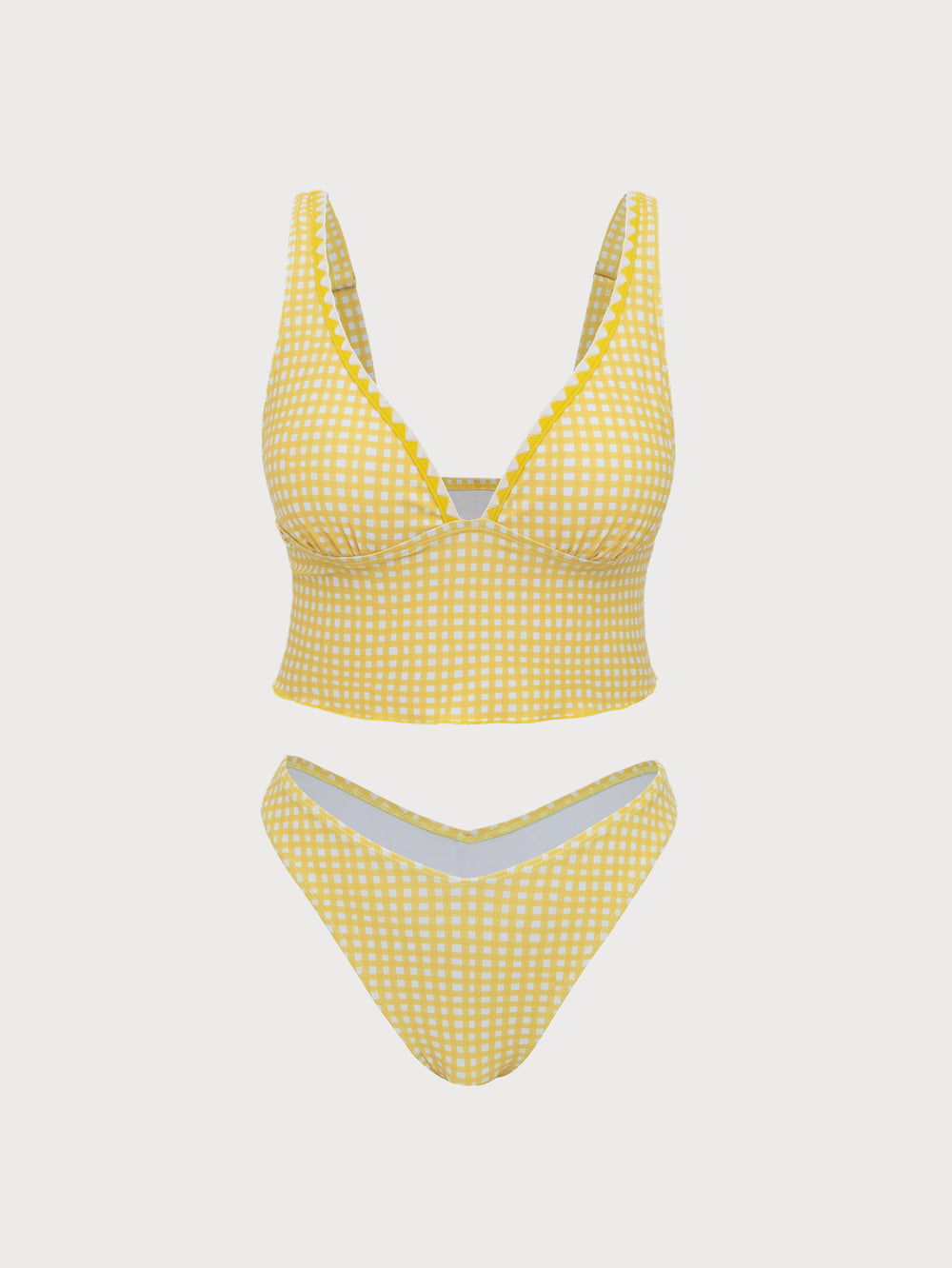 Women's Yellow Plaid Tankini Swimsuit & Reviews - Yellow - Tankinis ...