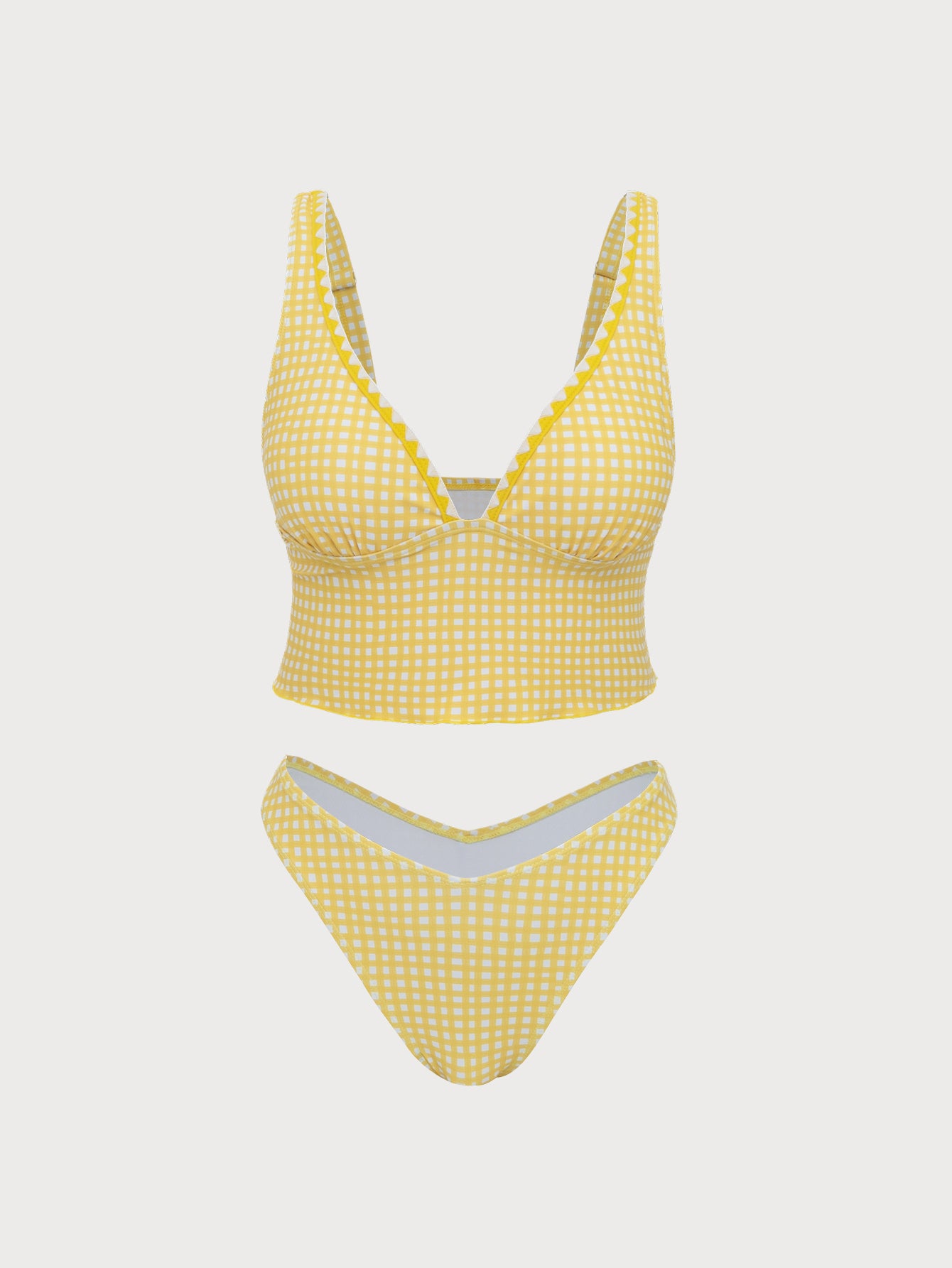 Women's Yellow Plaid Tankini Swimsuit & Reviews - Yellow - Tankinis ...
