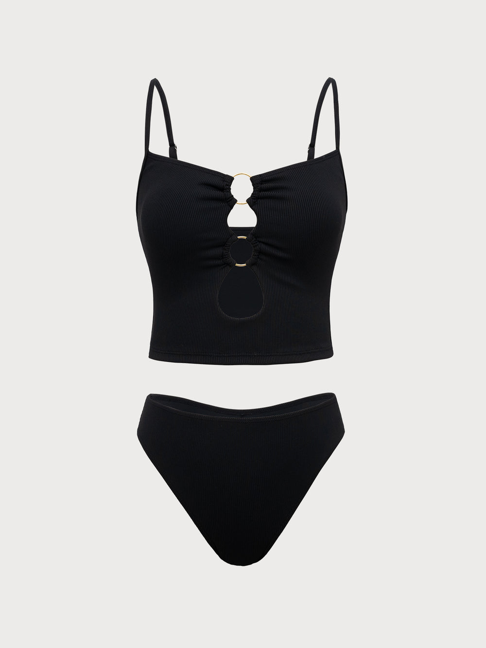 Women's Black Ring Hollow Tankini Swimsuit & Reviews - Black - Tankinis ...