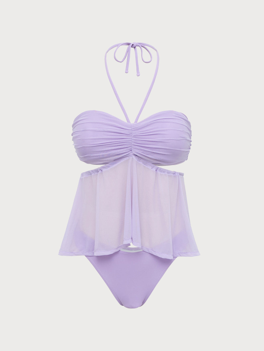 Women's Purple Ruched Mesh Tankini Swimsuit & Reviews - Purple ...