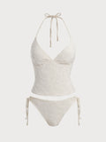 White Tropical Floral Terry Tankini Swimsuit & Reviews - White ...