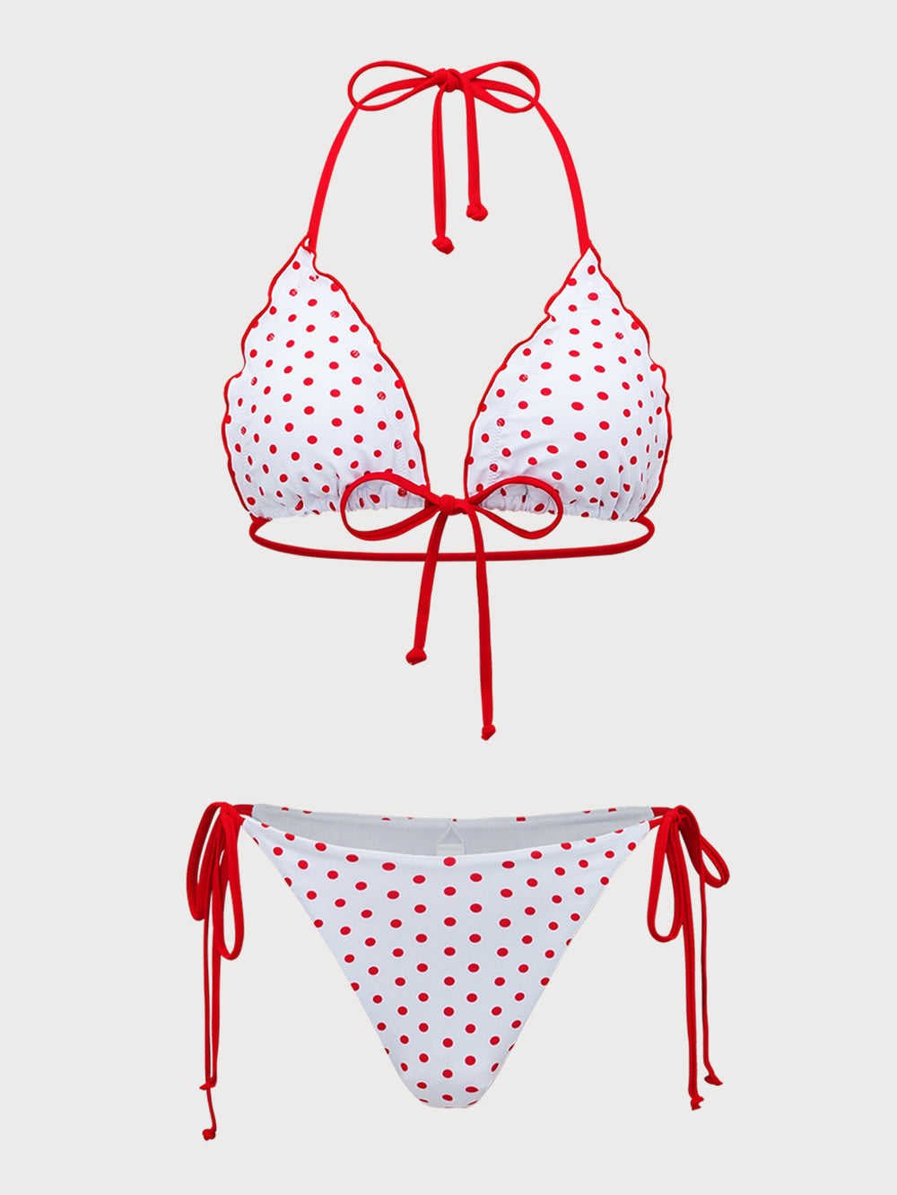 Women's Red Polka Dot Drawstring Bikini Set & Reviews - Red - Bikinis ...