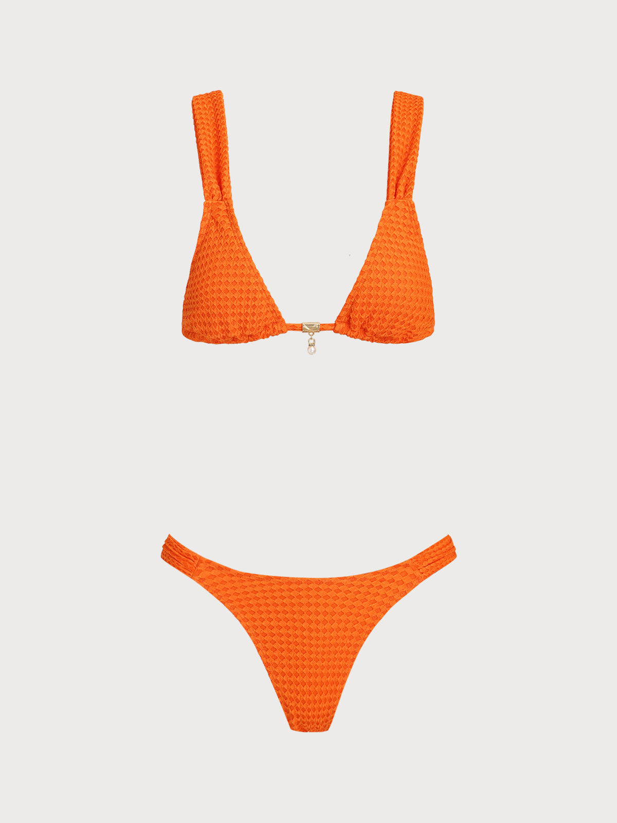Women's Orange Woven Ruched Bikini Set & Reviews - Orange - Bikinis ...