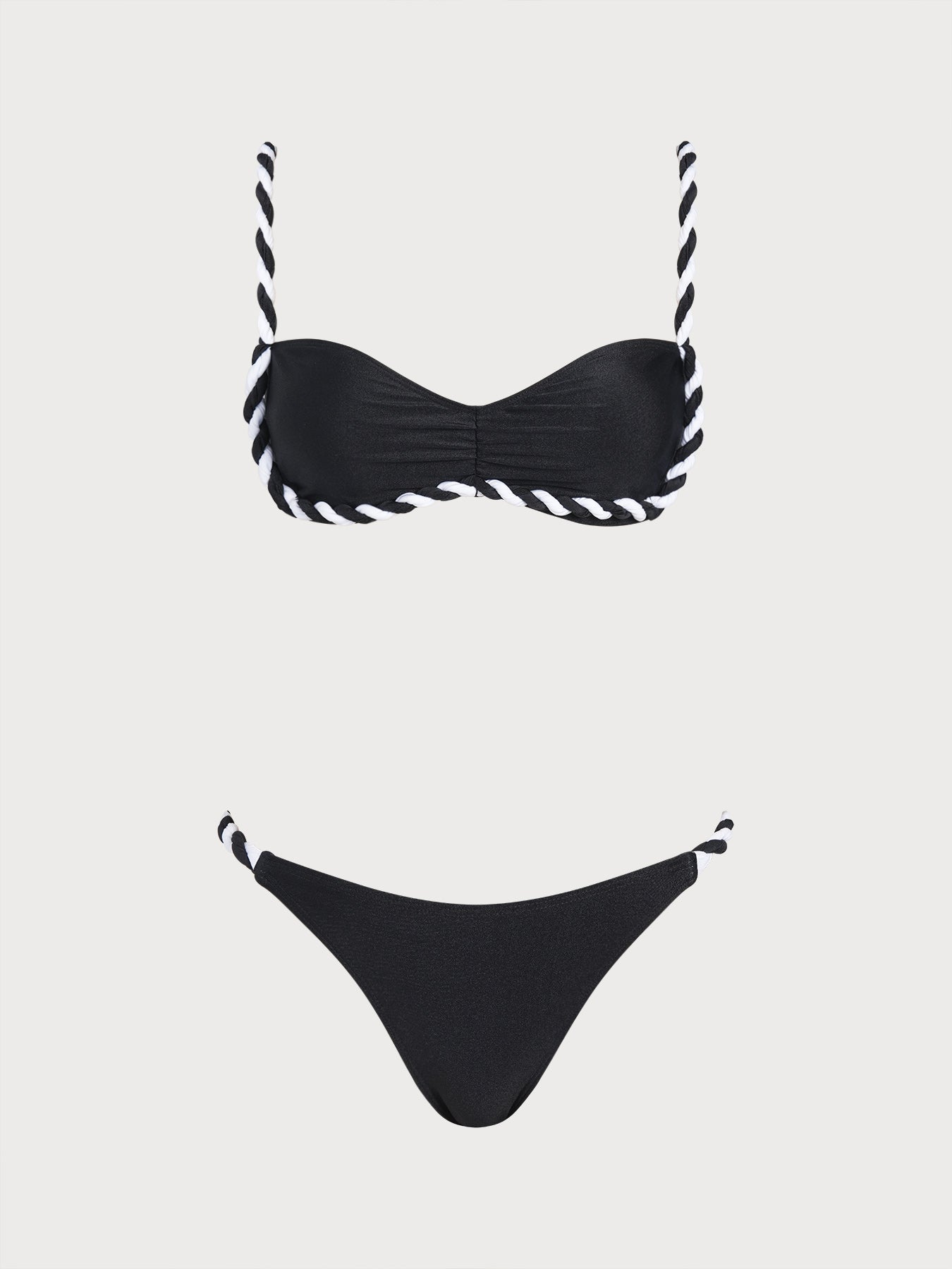 Black Contrast Sweetheart Bikini Set & Reviews - Black - Bikinis ...