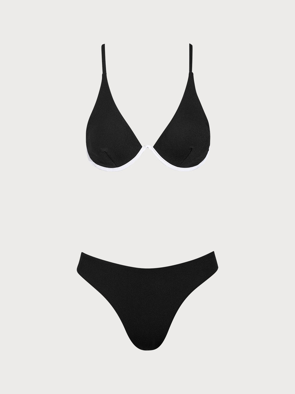 Women's Black Contrast Underwire Bikini Set & Reviews - Black - Bikinis ...