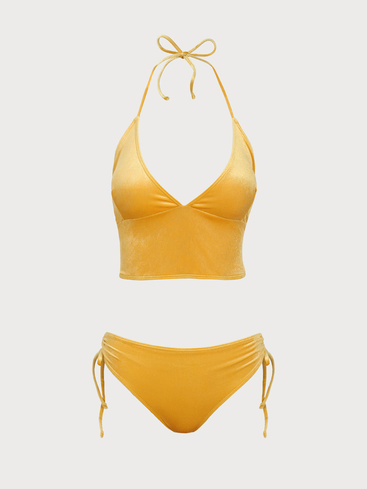 Women's Yellow Blend Velvet Backless Tankini Swimsuit & Reviews ...