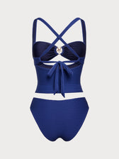 Blue Decorative Metallic Thread Tankini Swimsuit & Reviews - Blue ...
